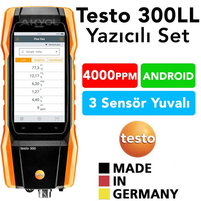 Testo 300 LL Baca Gazı Analiz 4000ppm | Baca Gazı Analiz Cihazları